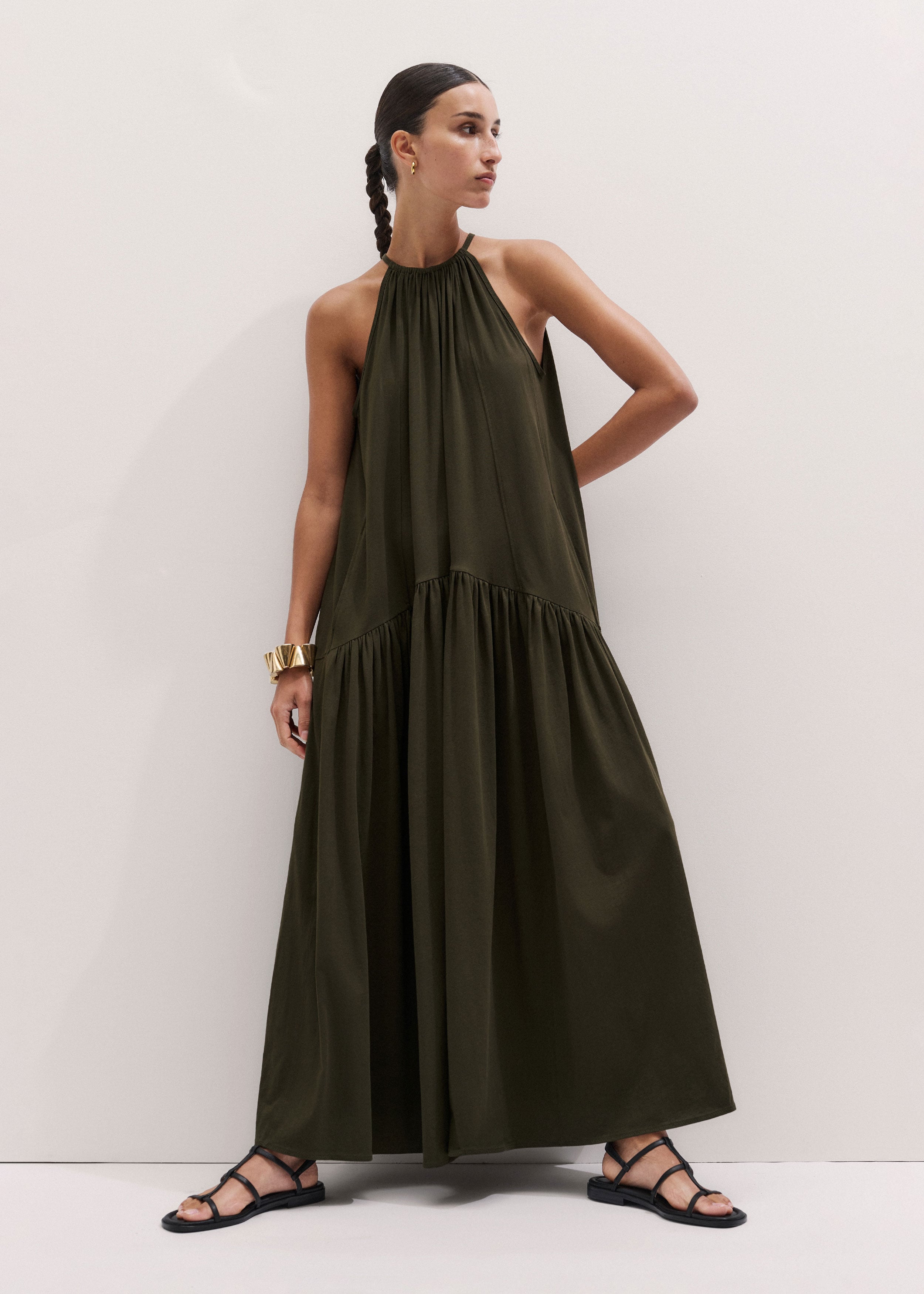 ME+EM ME+EM Gathered Halterneck Maxi Dress